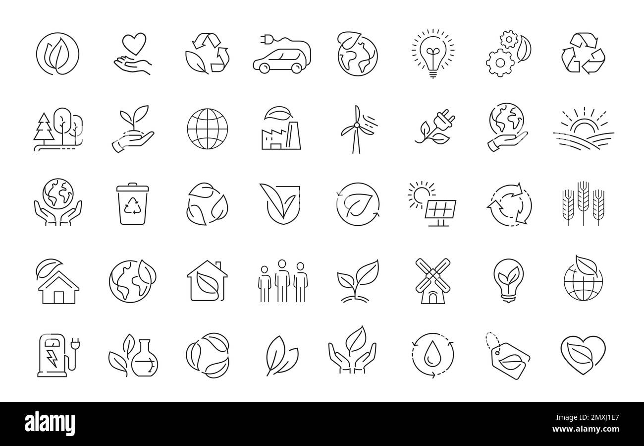 Ecology and recycling set of line icons. Alternative energy, recycling ... Ecology and recycling set of line icons. Alternative energy, recycling ...