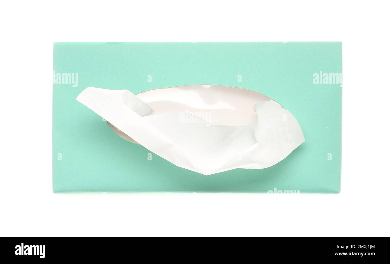 Box with paper tissues isolated on white, top view Stock Photo - Alamy