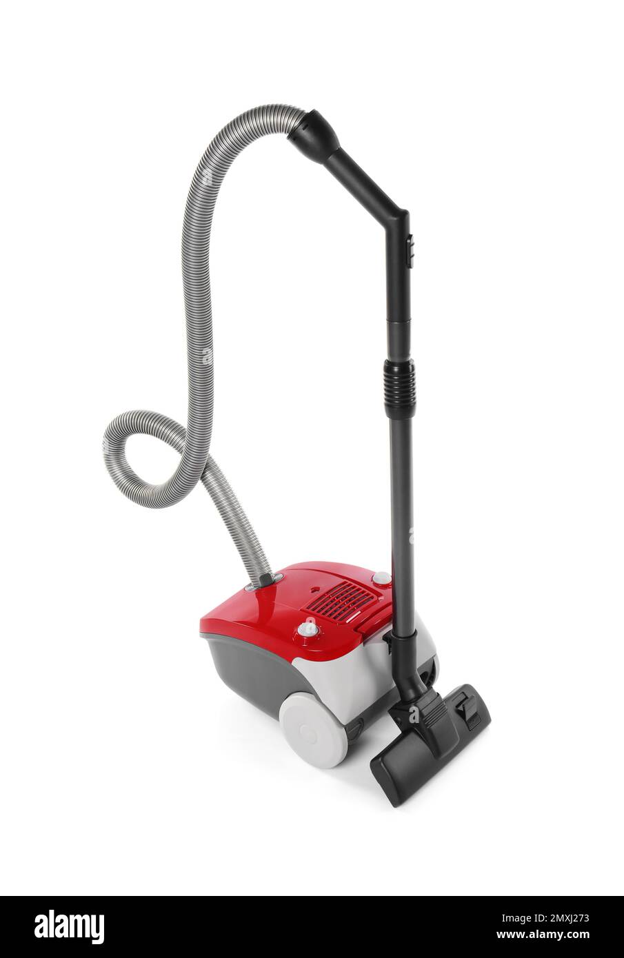 Modern red vacuum cleaner isolated on white Stock Photo - Alamy