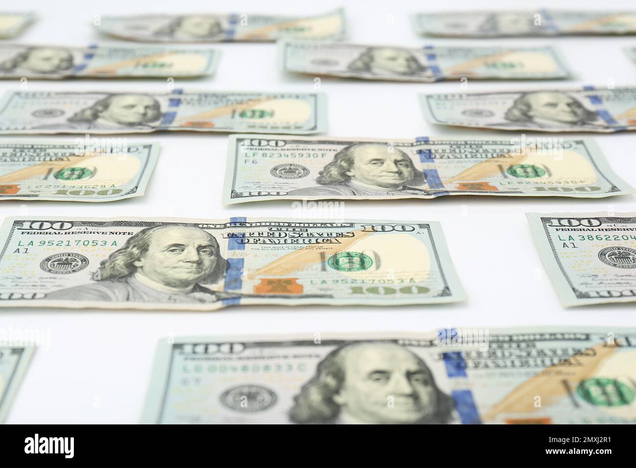 Dollar banknotes on white background. American national currency Stock ...