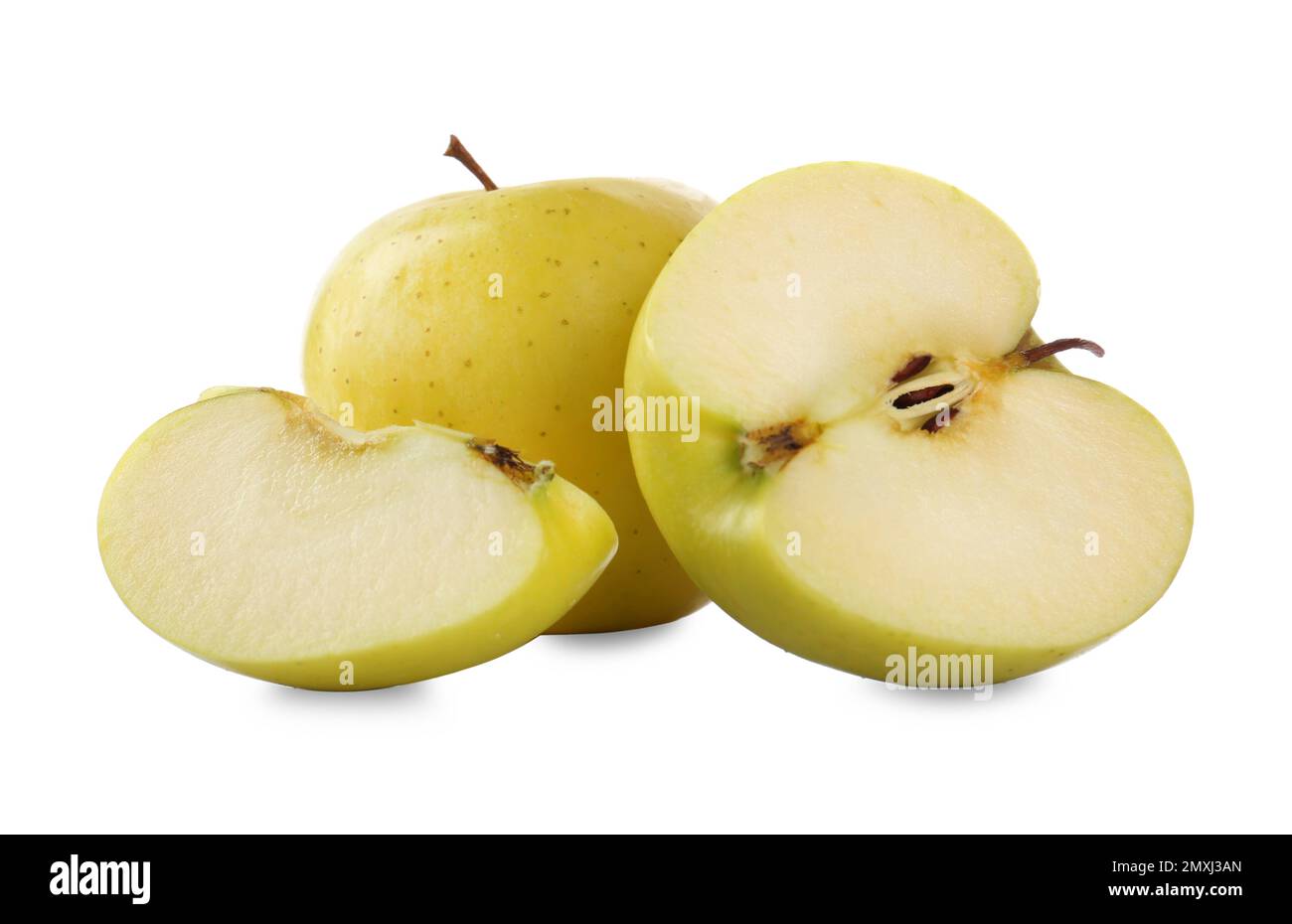 Fresh juicy yellow apples isolated on white Stock Photo - Alamy