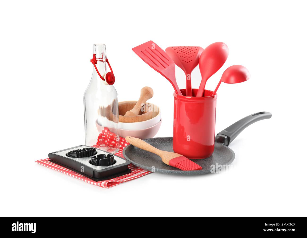 Set of different cooking utensils and dishes on white background Stock ...