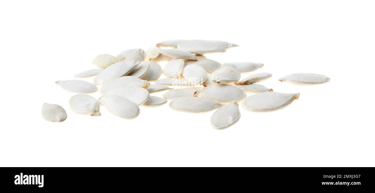Pile of raw pumpkin seeds isolated on white. Vegetable planting Stock ...