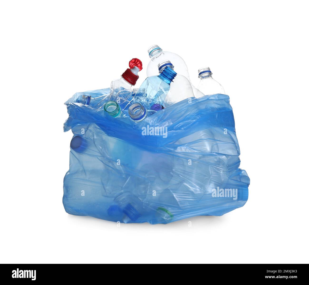Empty blue plastic bag white background Cut Out Stock Images & Pictures ...
