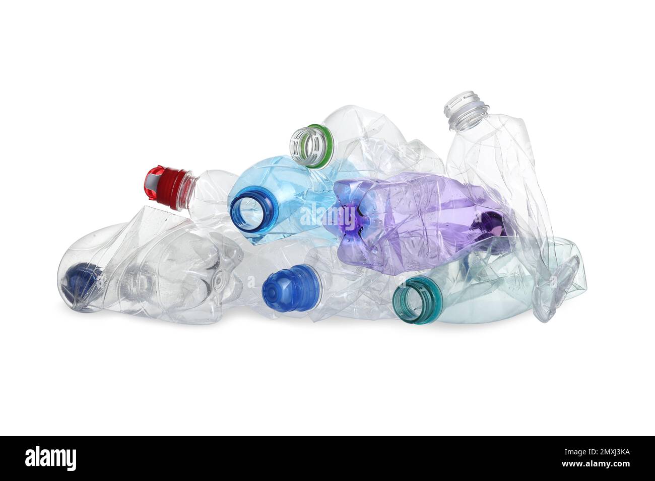 Pile of crumpled bottles isolated on white. Plastic recycling Stock ... Pile of crumpled bottles isolated on white. Plastic recycling Stock ...