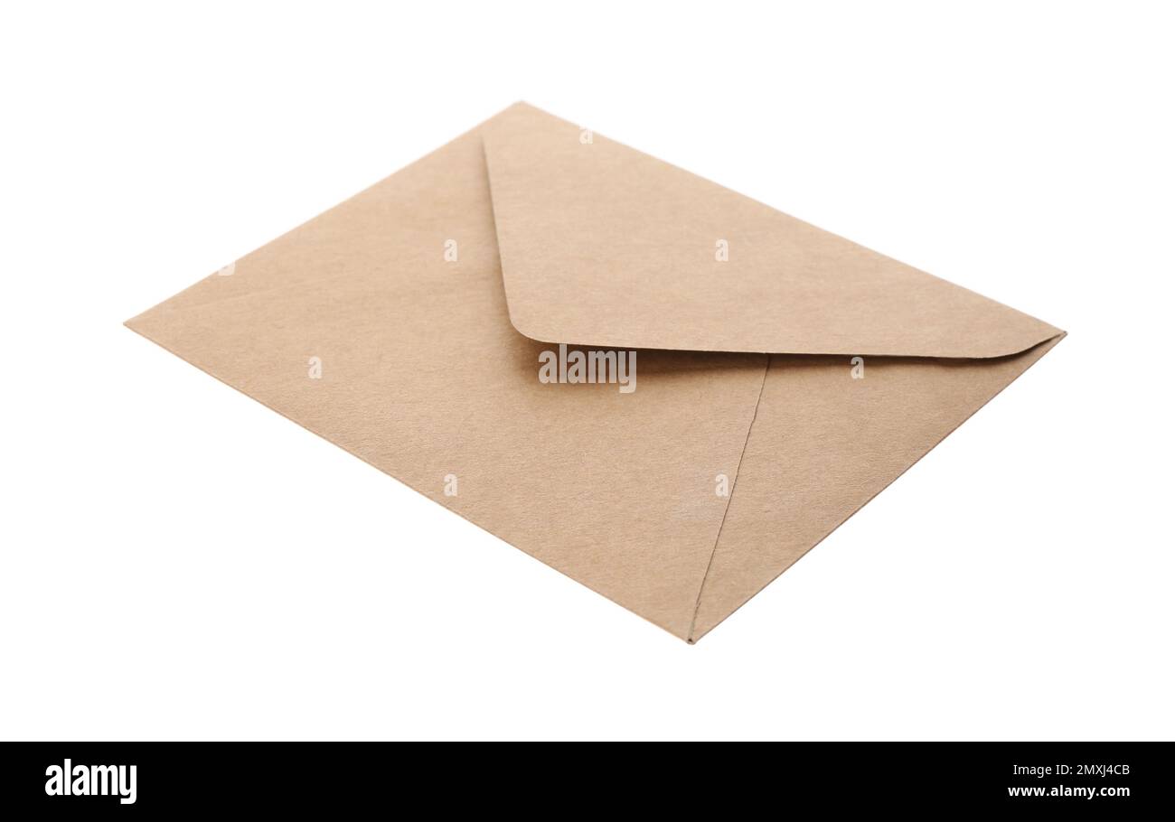 Brown paper envelope isolated on white. Mail service Stock Photo - Alamy