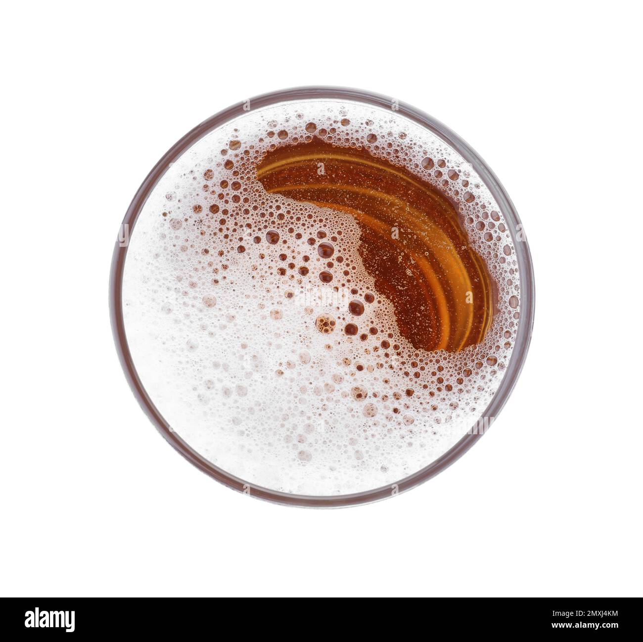 Glass with fresh beer isolated on white, top view Stock Photo - Alamy