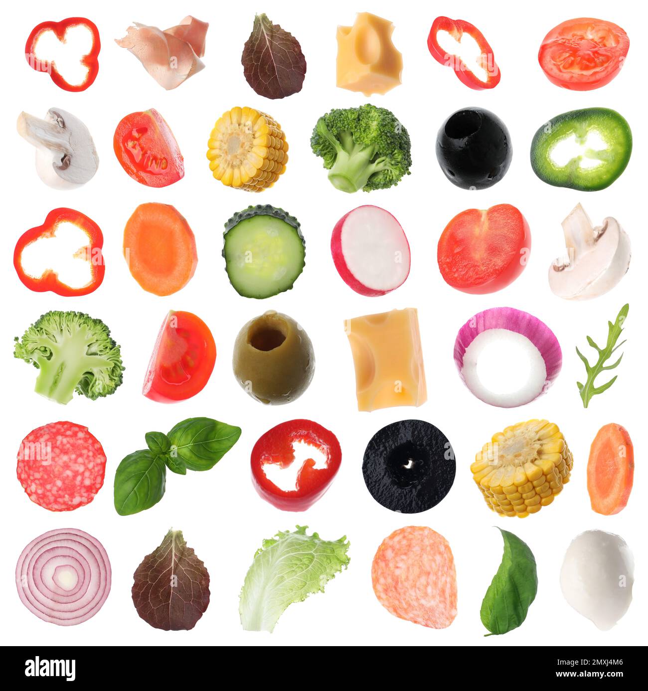 Set of different products on white background Stock Photo - Alamy