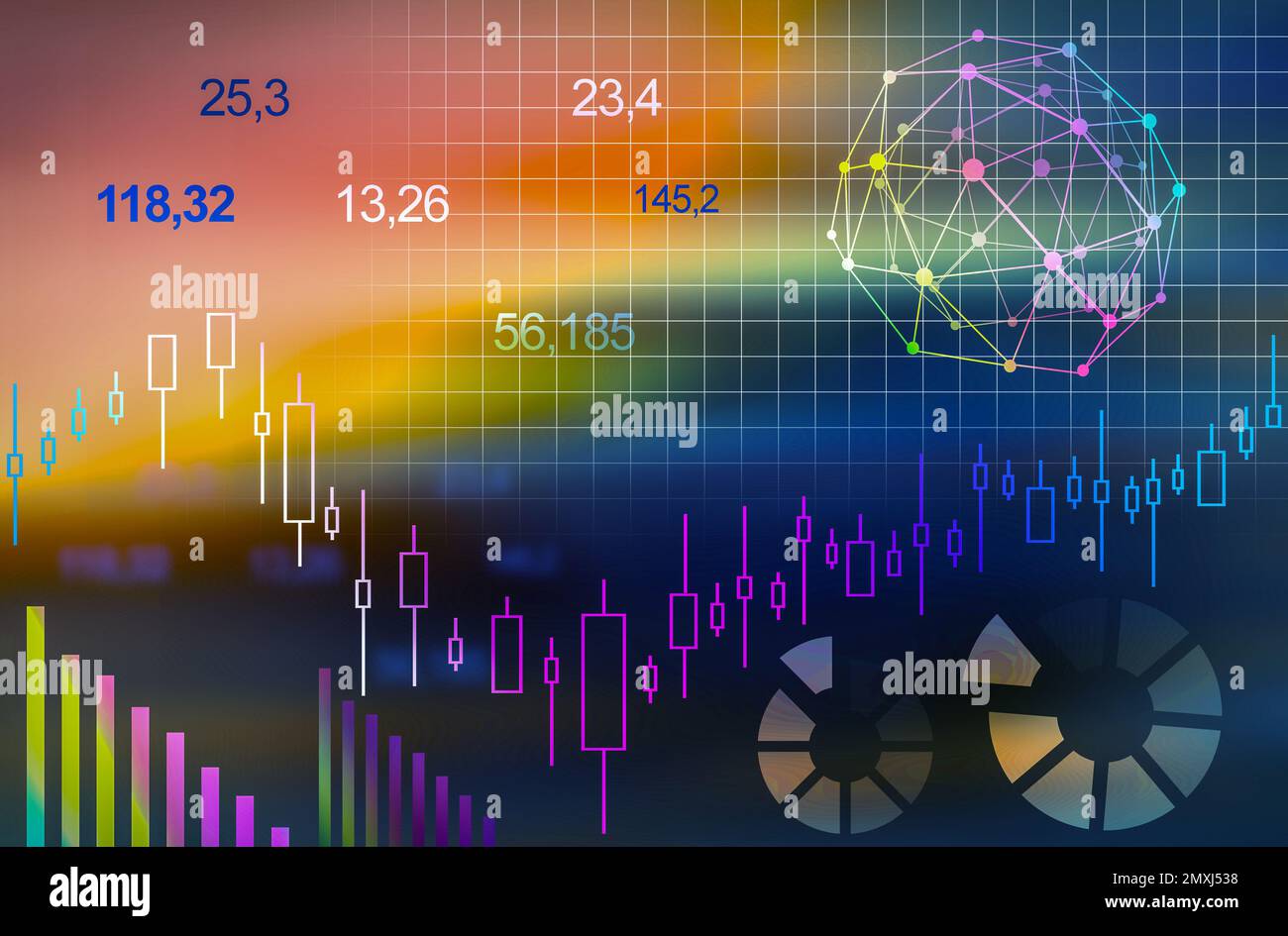 Finance trading concept. Digital charts with statistic information ...