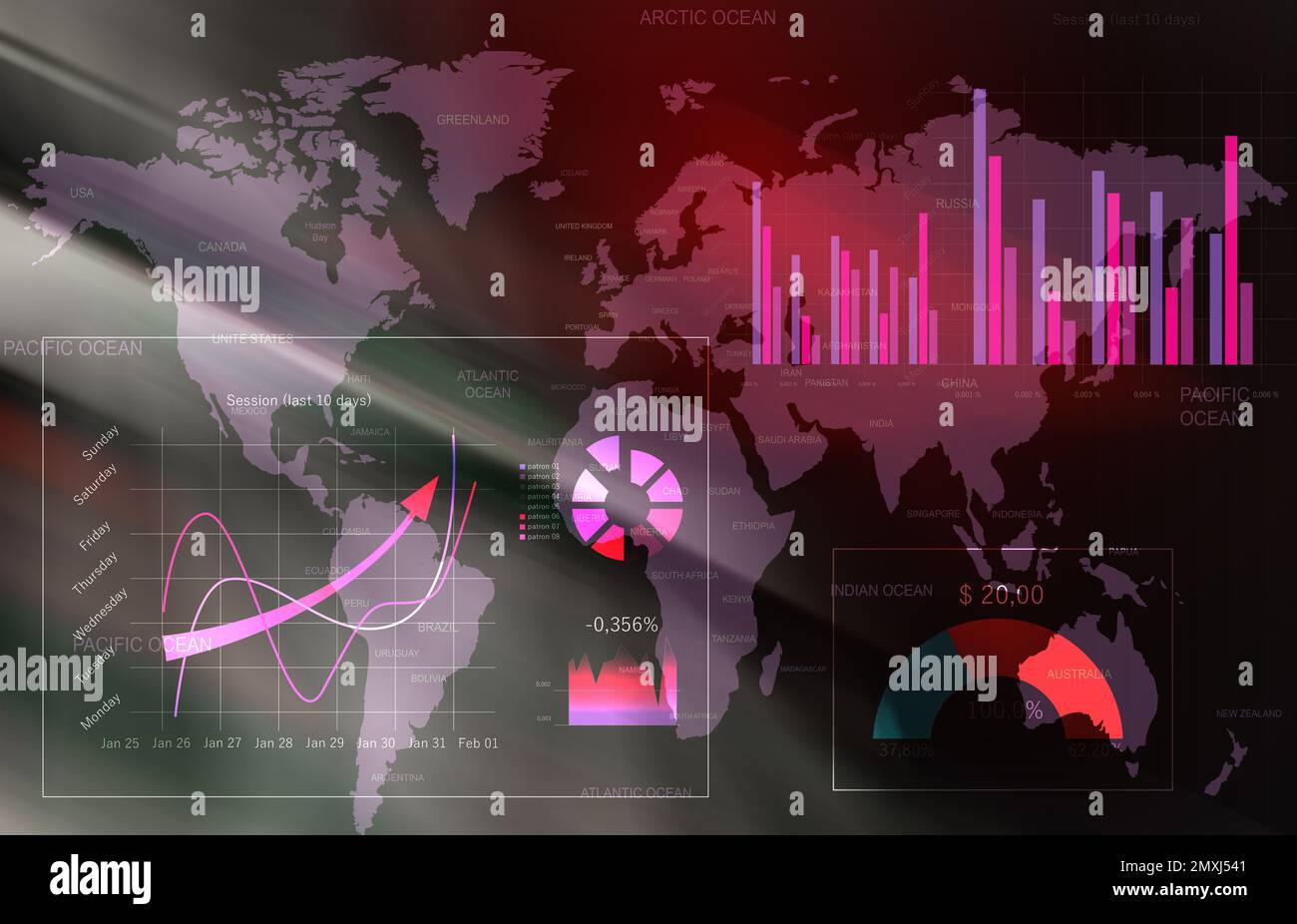 World map data charts digital hi-res stock photography and images - Alamy