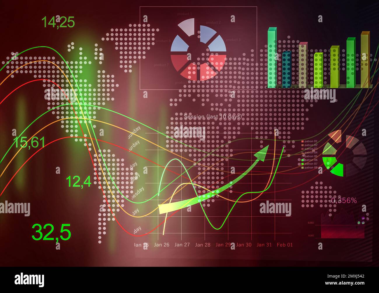 Finance trading concept. Digital charts with statistic information and ...