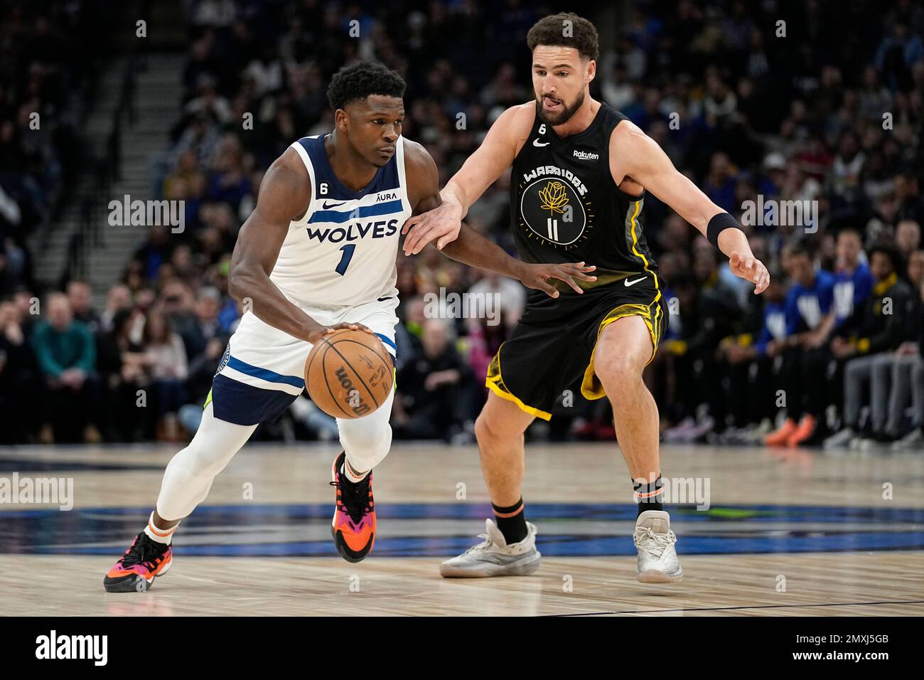 Minnesota Timberwolves guard Anthony Edwards (1) works towards the ...