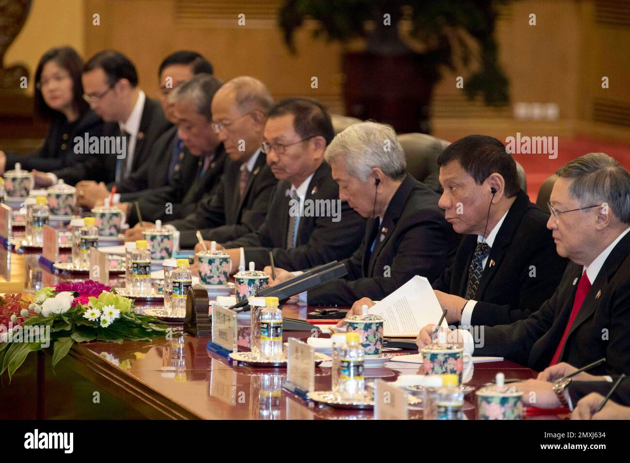 Philippine President Rodrigo Duterte, second from right, holds meetings ...