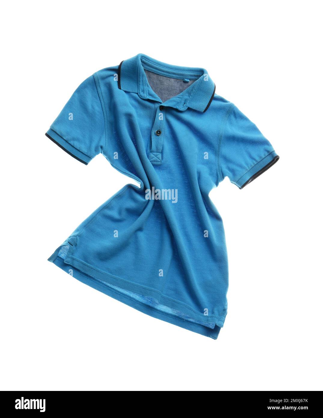 Rumpled blue shirt isolated on white. Messy clothes Stock Photo - Alamy