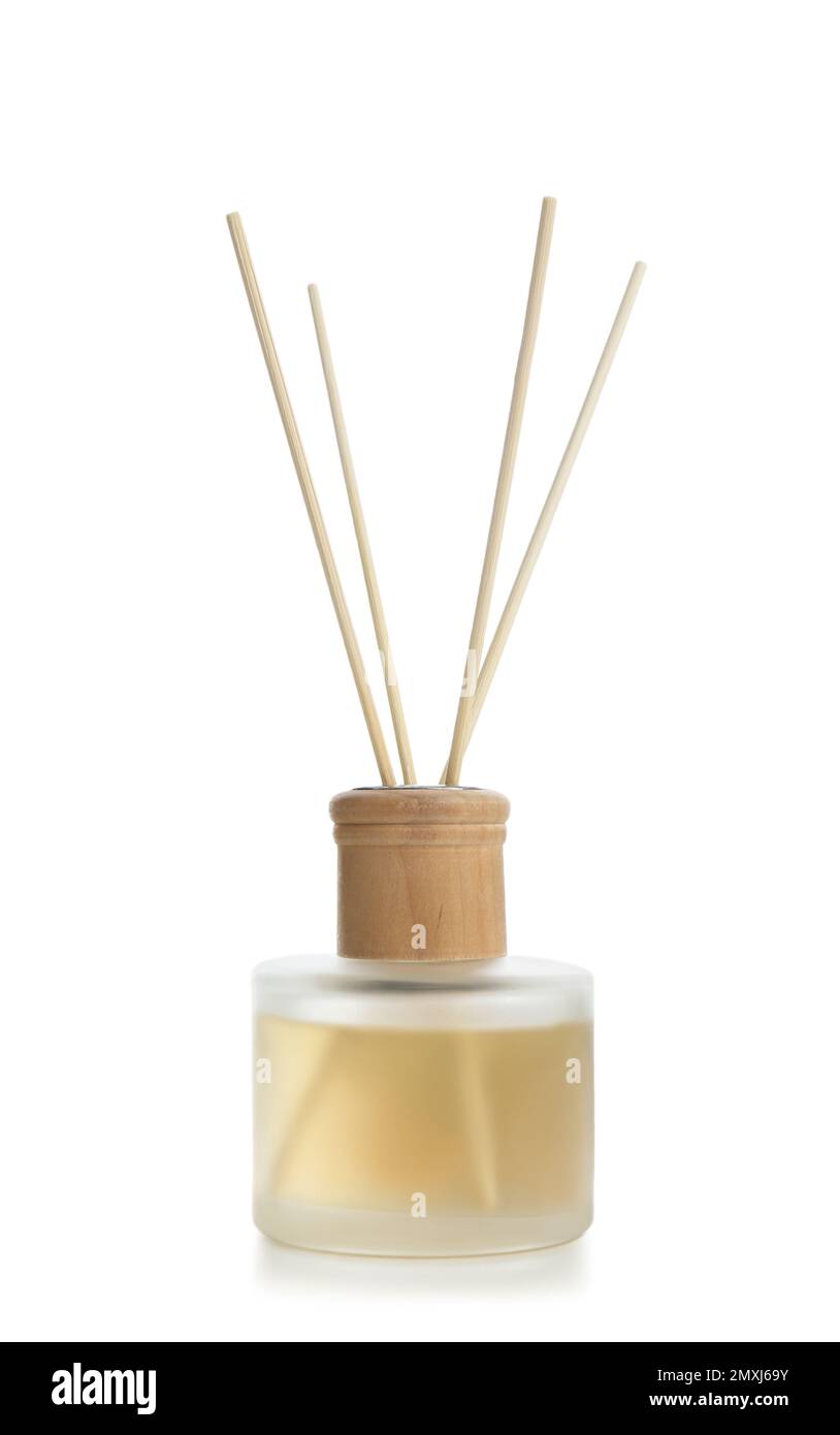 Aromatic reed air freshener isolated on white Stock Photo - Alamy