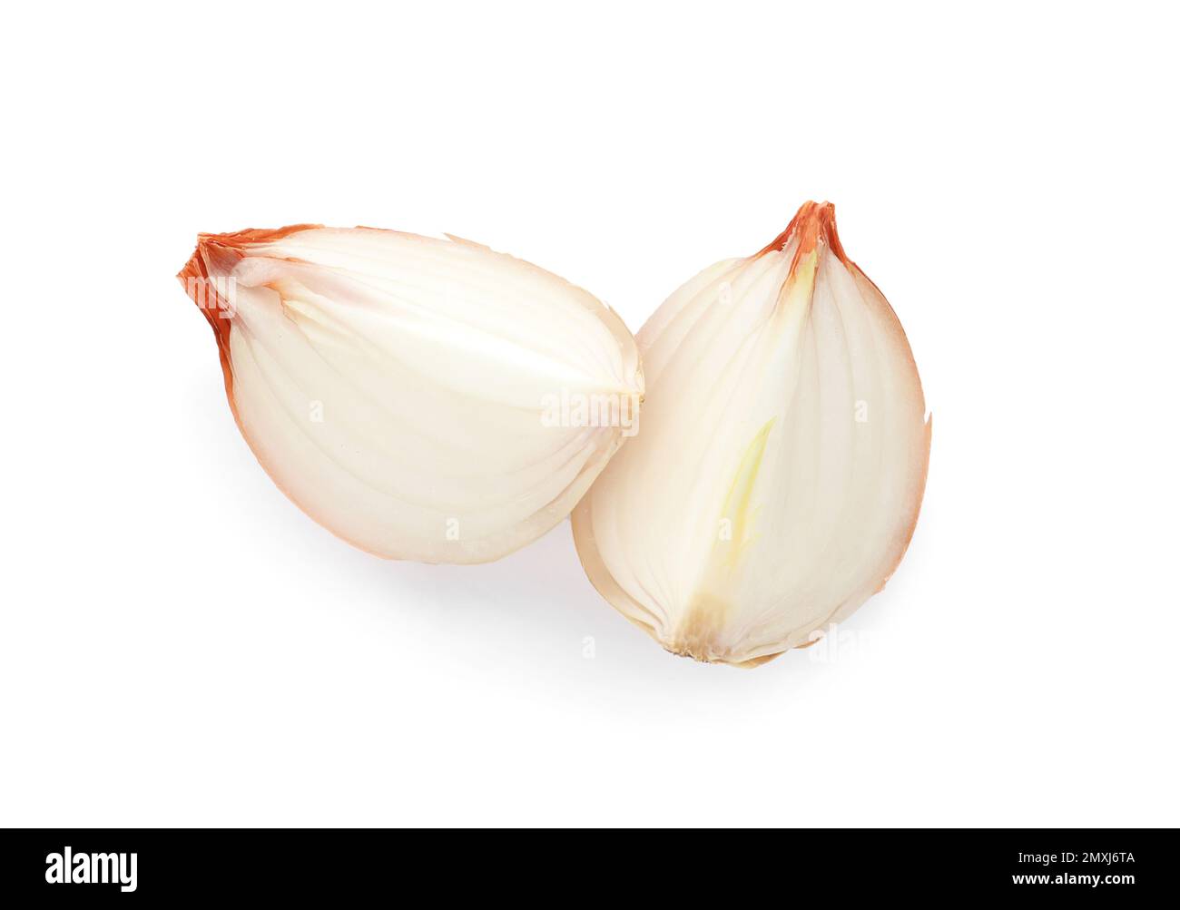 Pieces of fresh onion isolated on white Stock Photo - Alamy