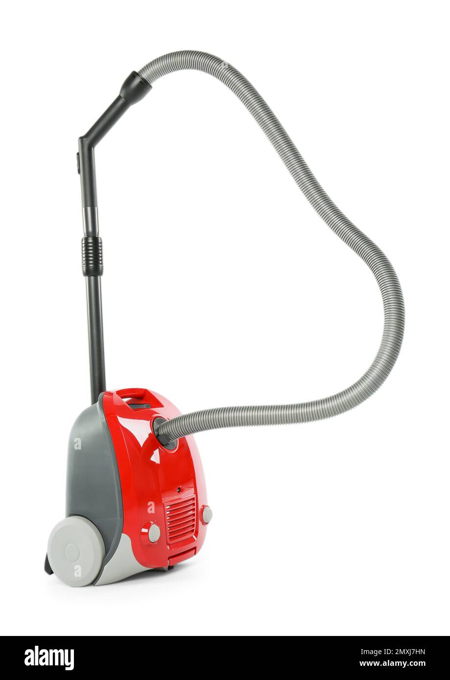 Modern red vacuum cleaner isolated on white Stock Photo - Alamy