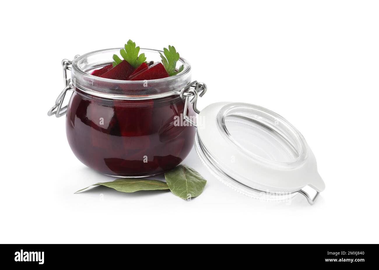 Pickled beets in jar isolated on white Stock Photo - Alamy