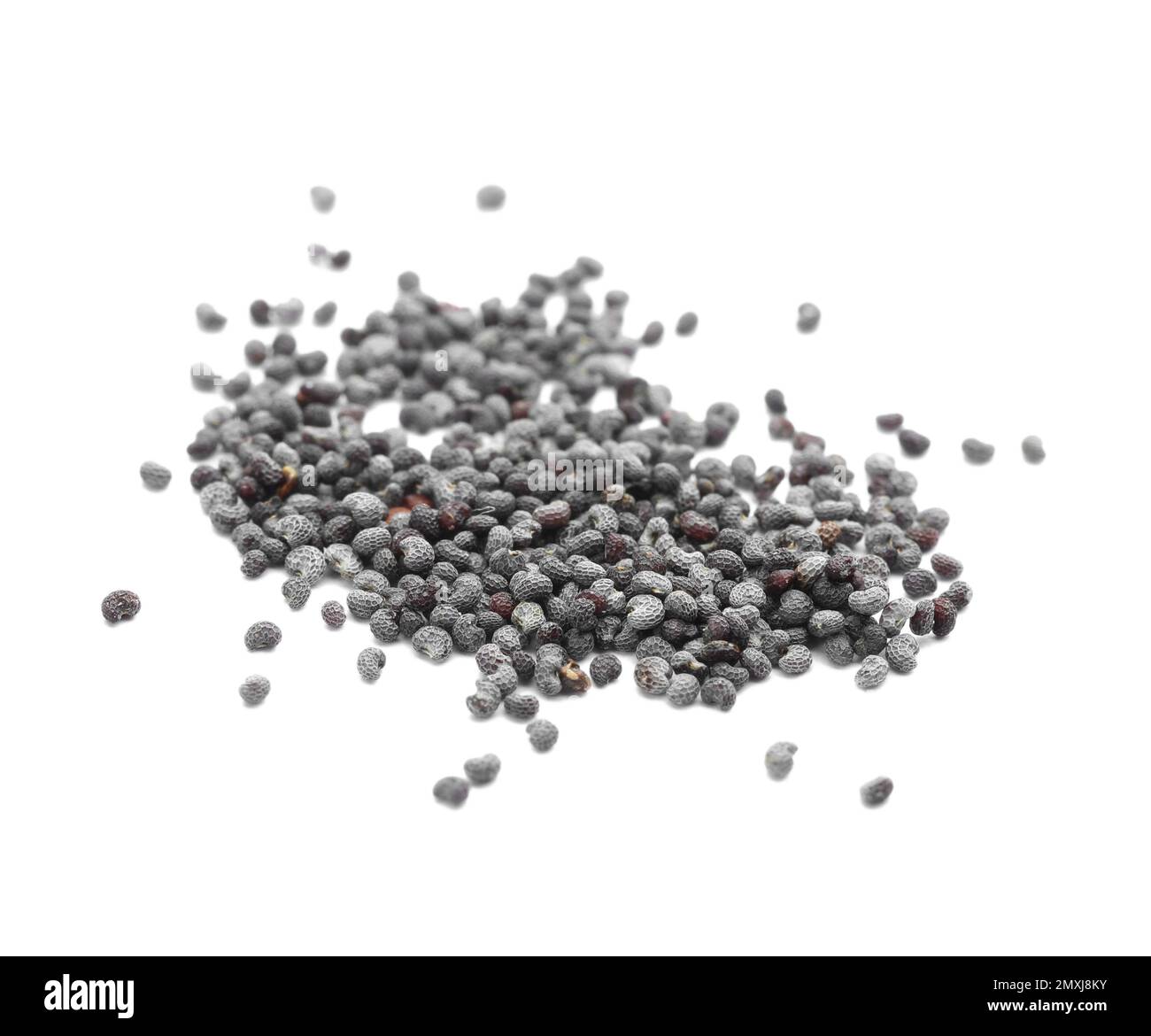 Pile of poppy seeds on white background Stock Photo - Alamy