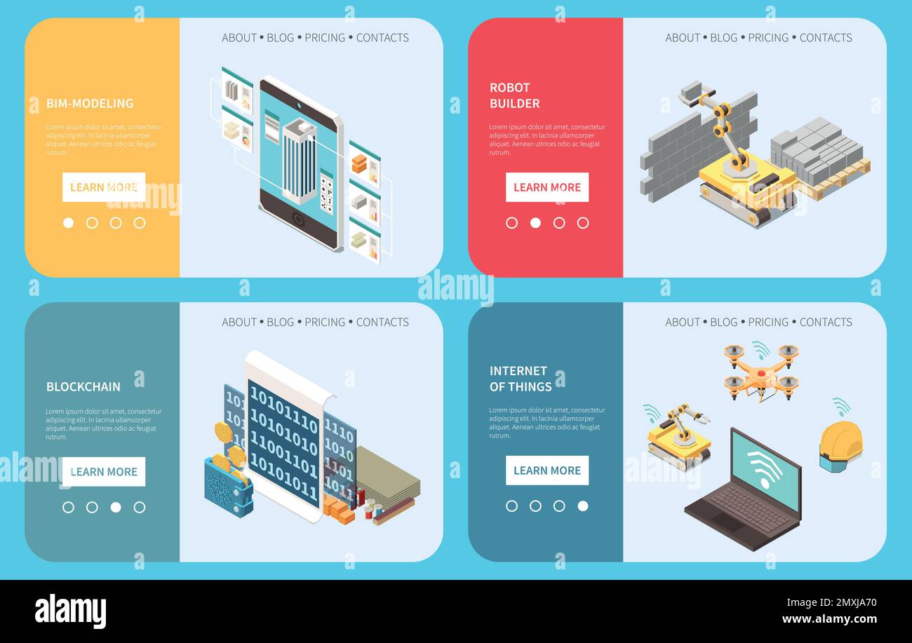 Modern construction technologies 2x2 design concept with robot builder ...