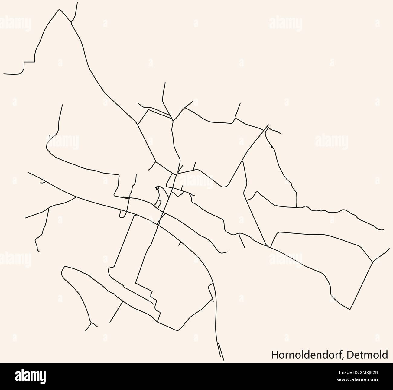 Street roads map of the HORNOLDENDORF DISTRICT, DETMOLD Stock Vector ...