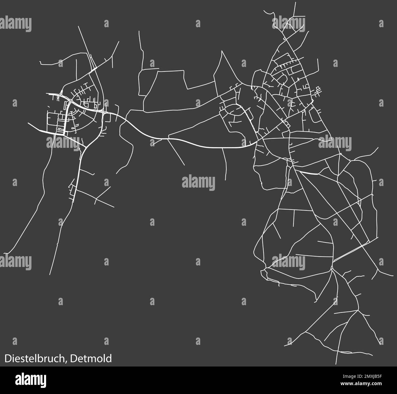 Street roads map of the DIESTELBRUCH DISTRICT, DETMOLD Stock Vector ...