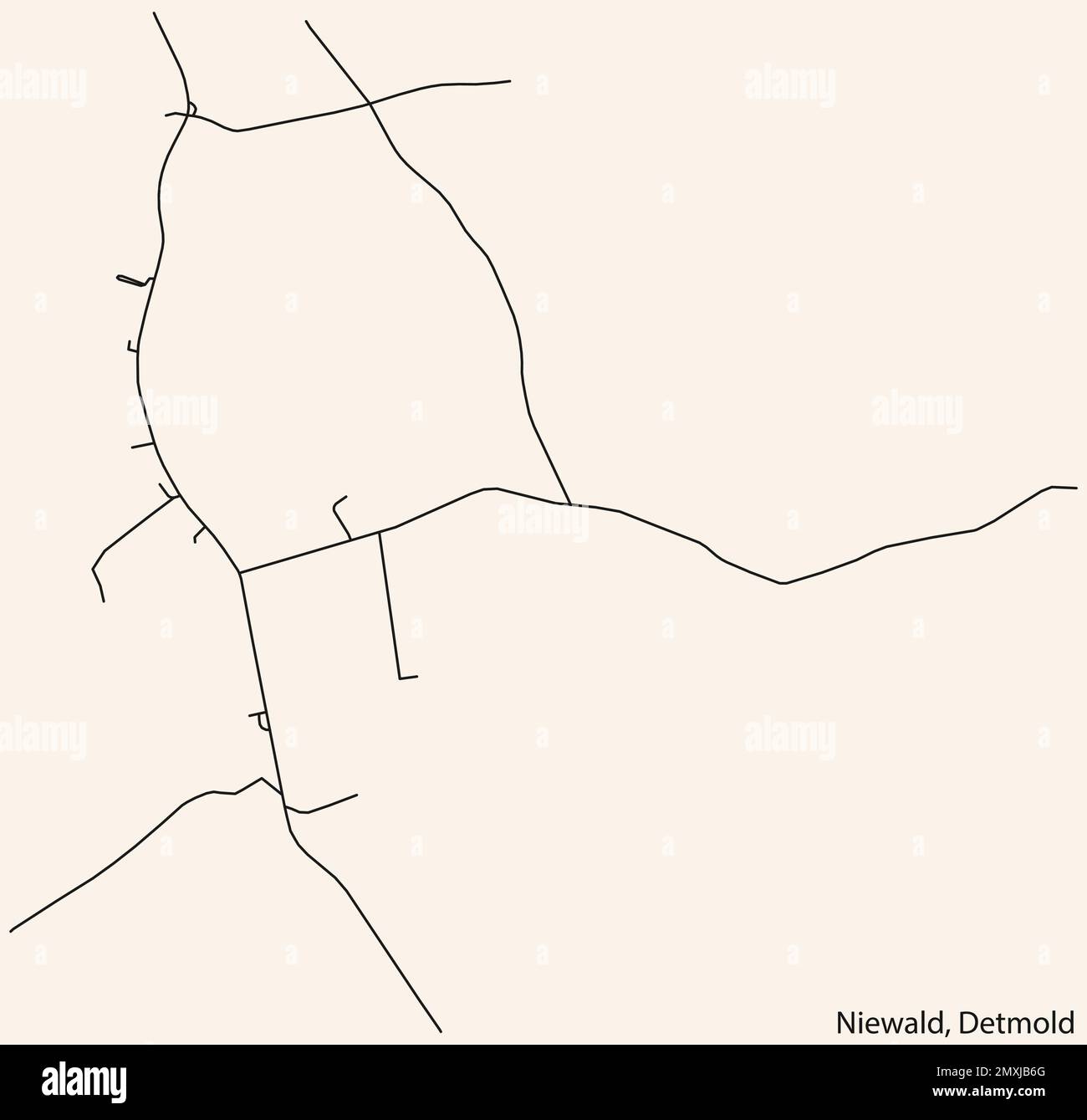 Street roads map of the NIEWALD DISTRICT, DETMOLD Stock Vector Image ...