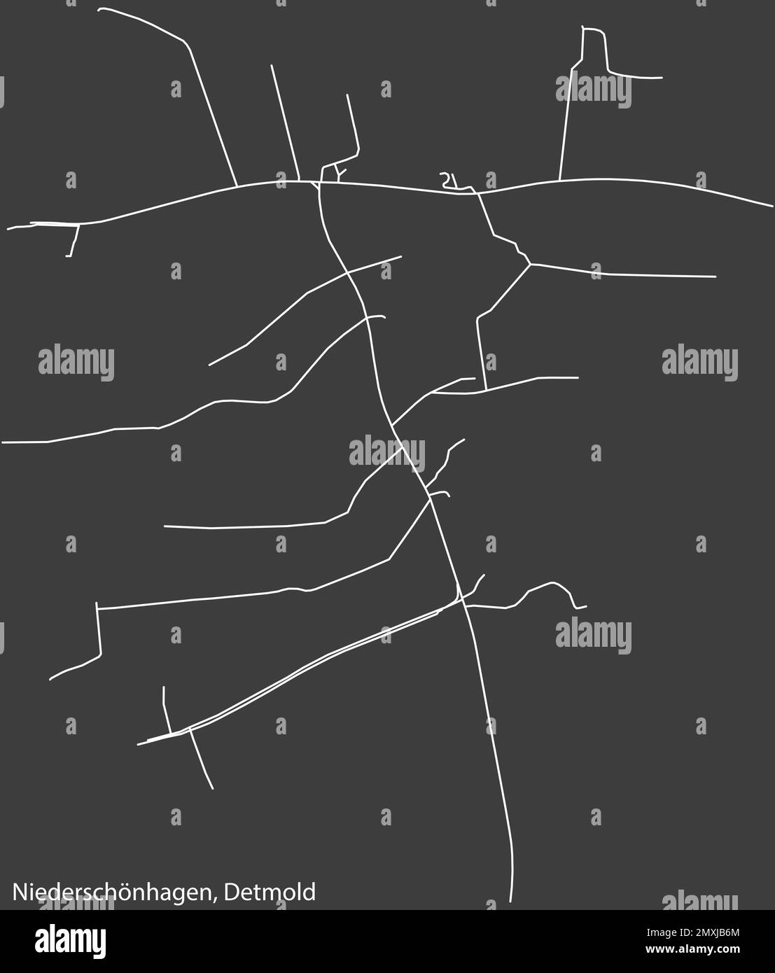 Street roads map of the NIEDERSCHÖNHAGEN DISTRICT, DETMOLD Stock Vector ...
