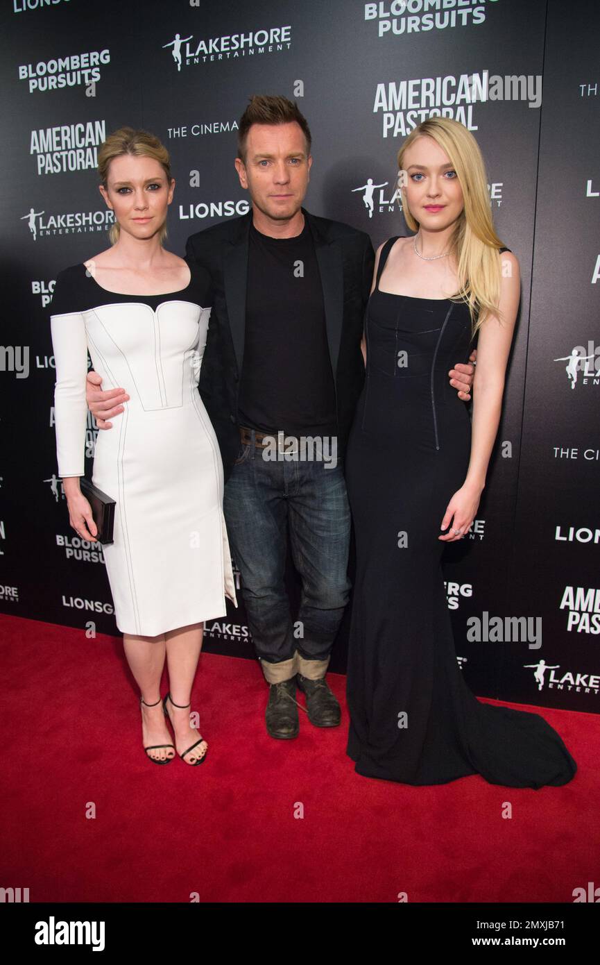 Valorie Curry, left, Ewan McGregor, middle, and Dakota Fanning attend a ...