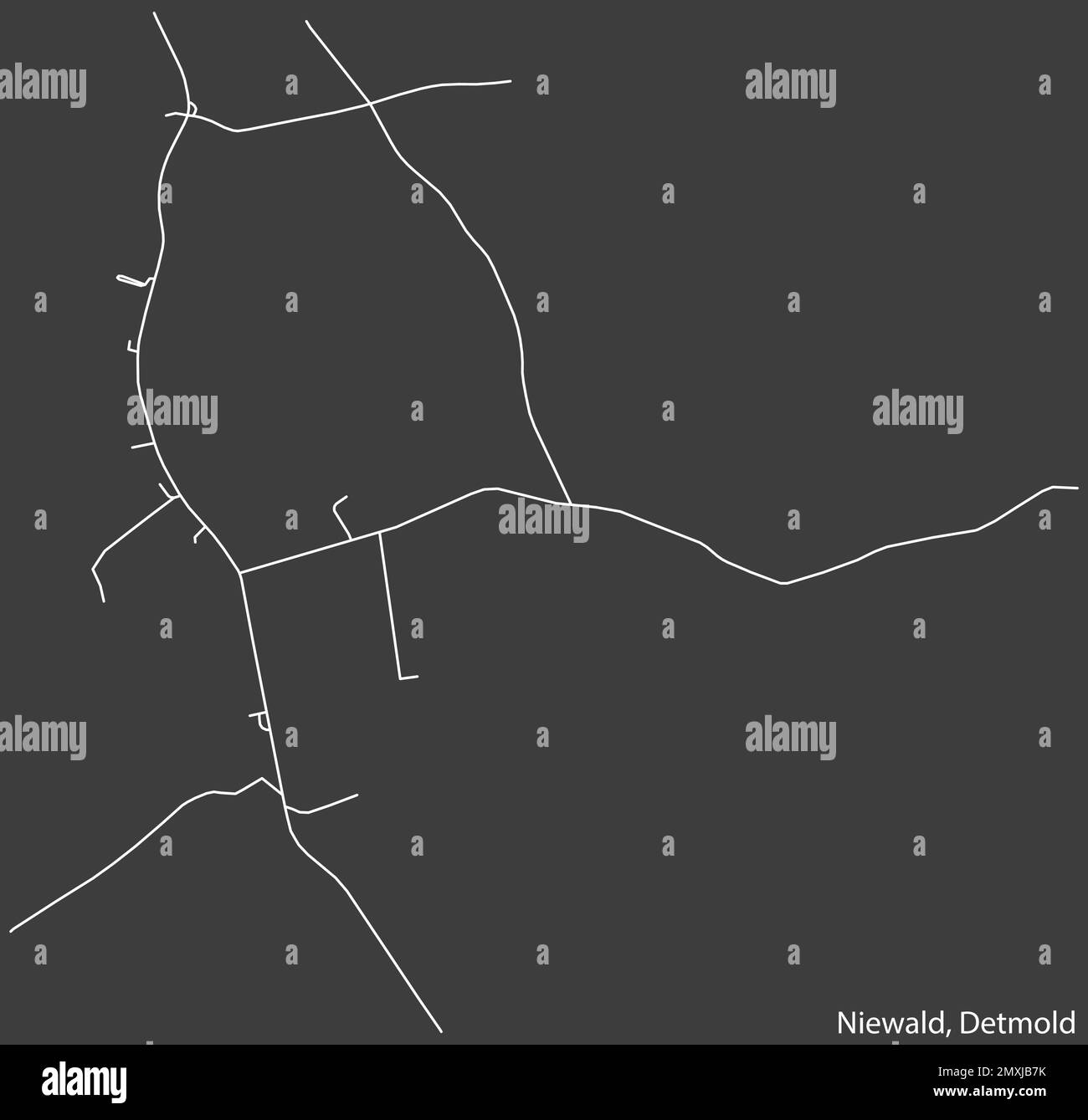 Street roads map of the NIEWALD DISTRICT, DETMOLD Stock Vector Image ...