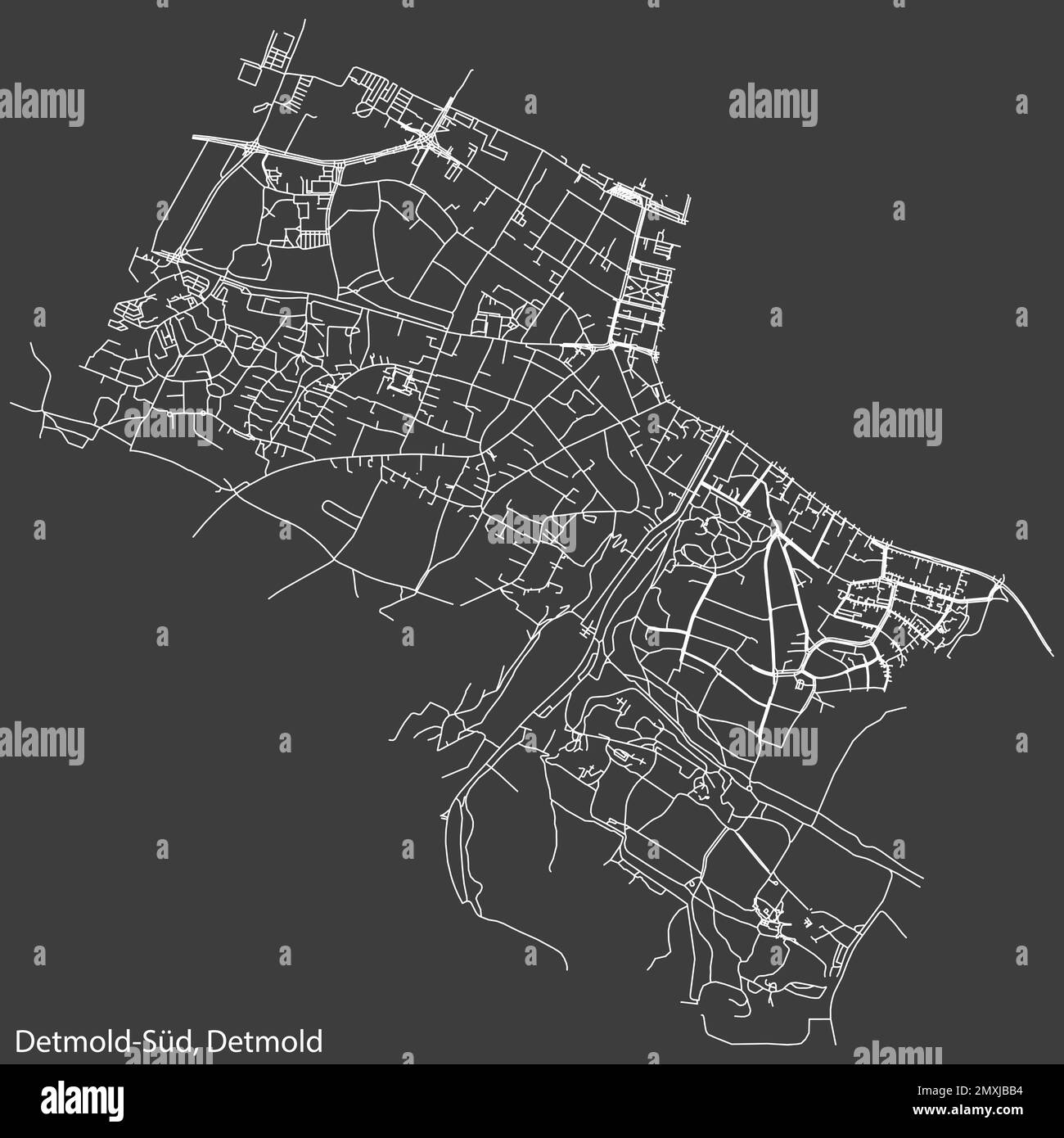 Street roads map of the DETMOLD-SÜD DISTRICT, DETMOLD Stock Vector ...
