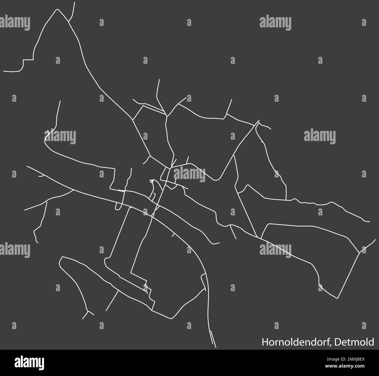 Street roads map of the HORNOLDENDORF DISTRICT, DETMOLD Stock Vector ...