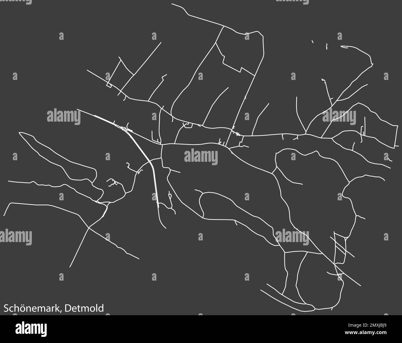 Street roads map of the SCHÖNEMARK DISTRICT, DETMOLD Stock Vector Image ...