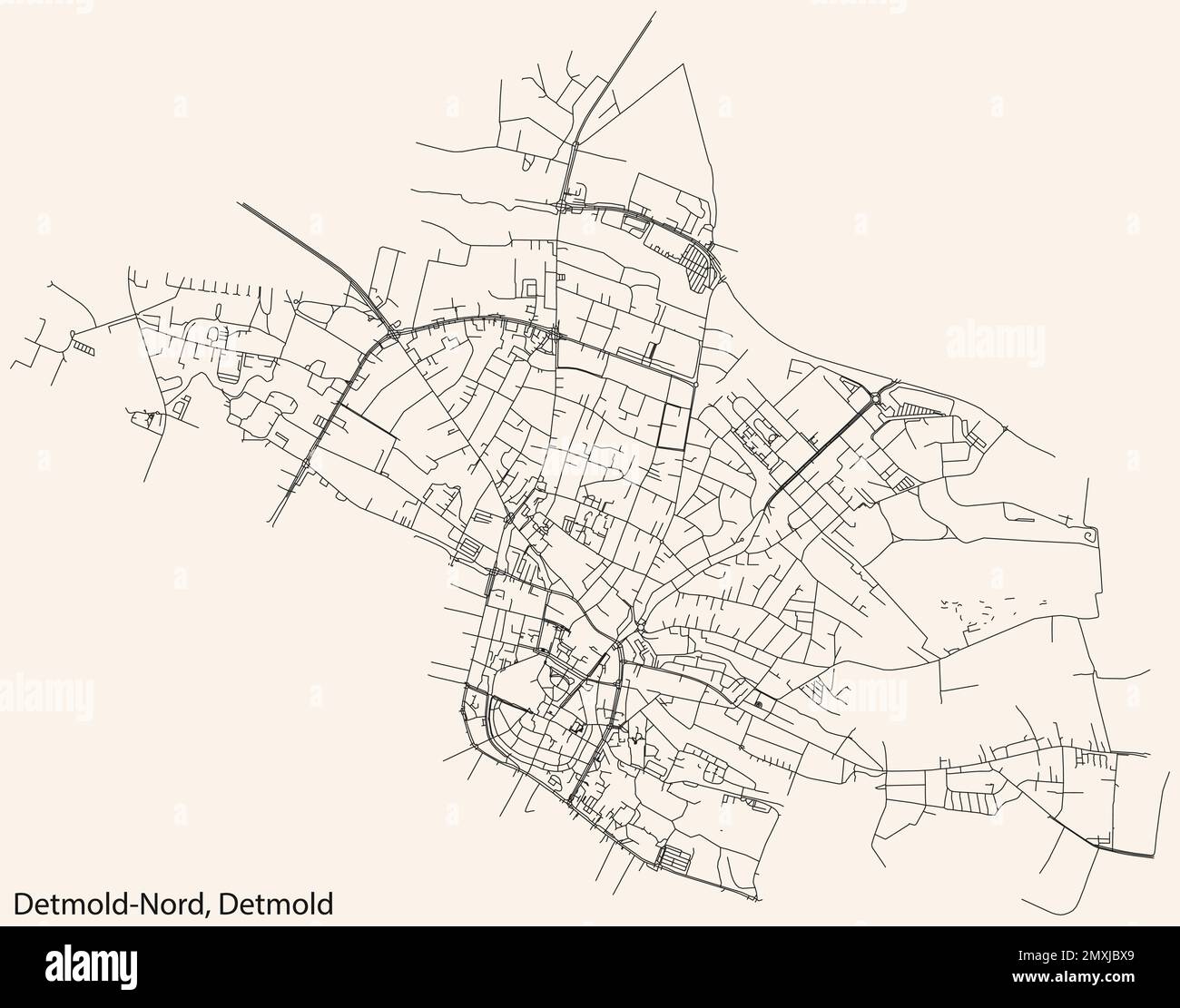 Street roads map of the DETMOLD-NORD DISTRICT, DETMOLD Stock Vector ...