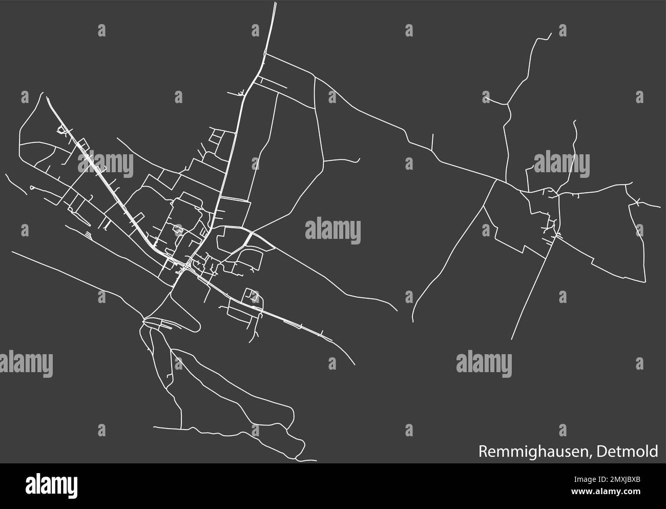 Street roads map of the REMMIGHAUSEN DISTRICT, DETMOLD Stock Vector ...