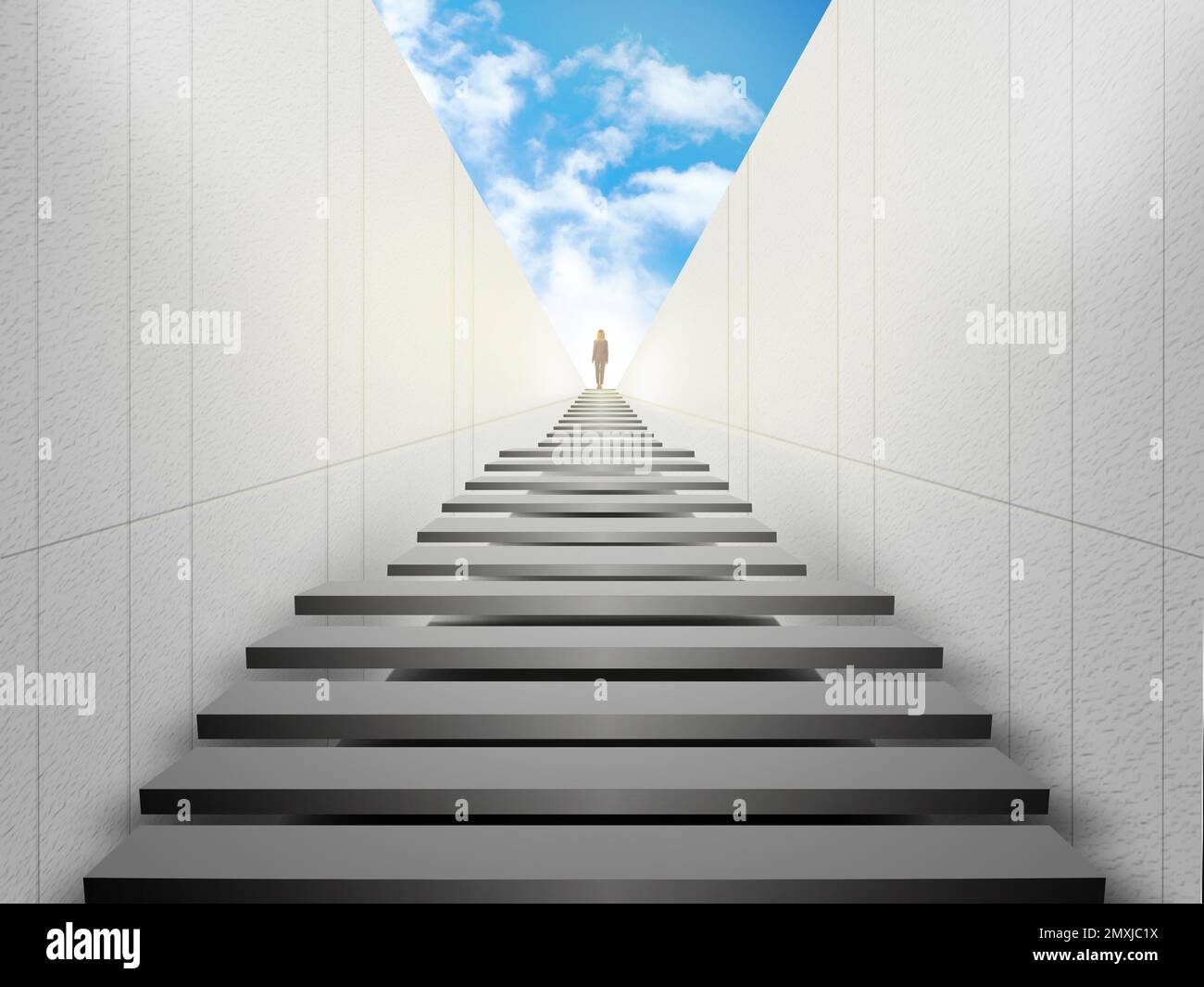 Woman standing on step ladder hi-res stock photography and images - Alamy