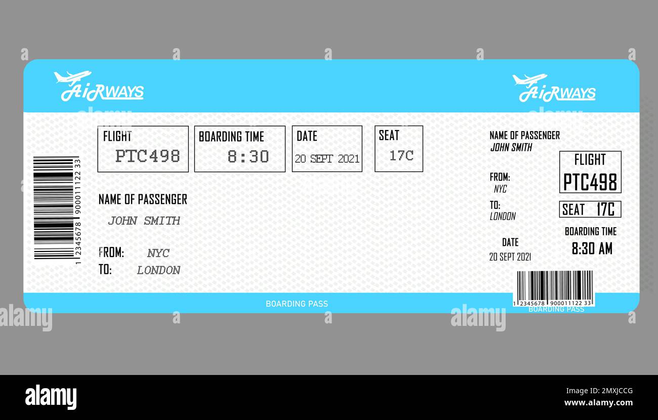 Illustration of airline boarding pass on grey background Stock Photo ...