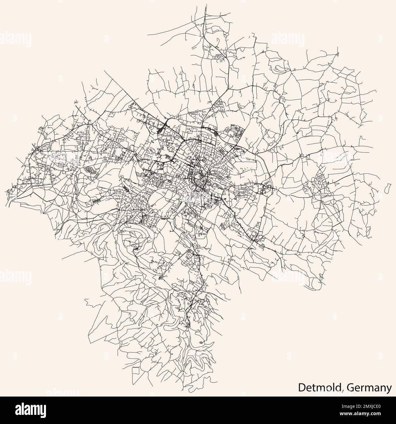 Street roads map of DETMOLD, GERMANY Stock Vector Image & Art - Alamy