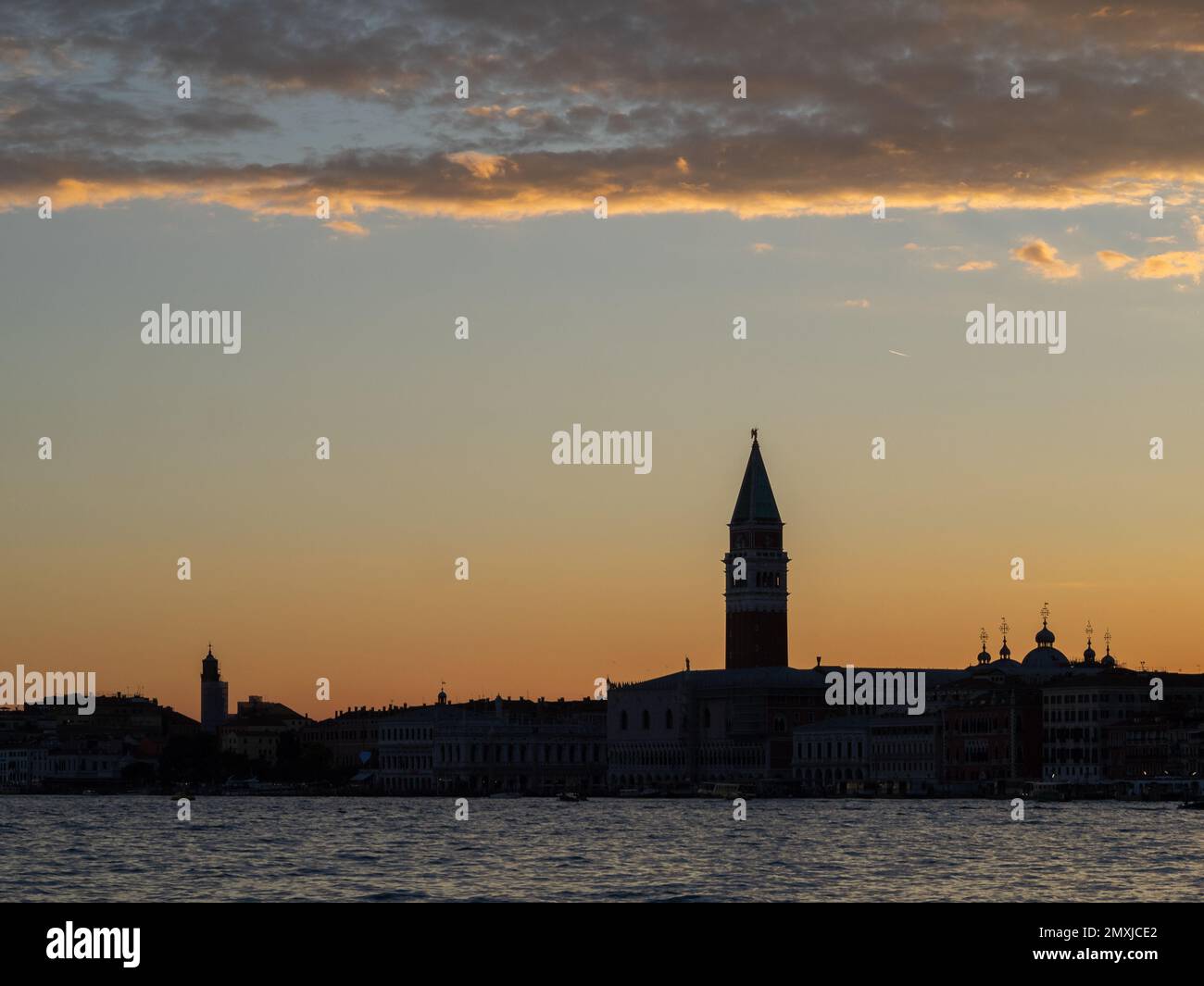 San Marco skyline silhouette at sunset, Venice Stock Photo - Alamy