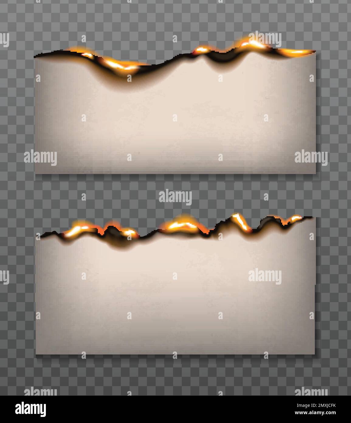 Burnt paper realistic set with empty horizontal banners isolated on ...
