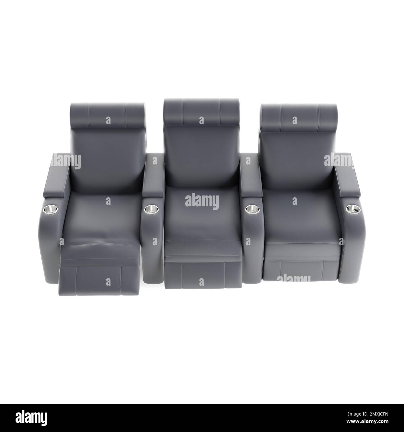 A 3D rendering of leather black sofas in white background Stock Photo ...