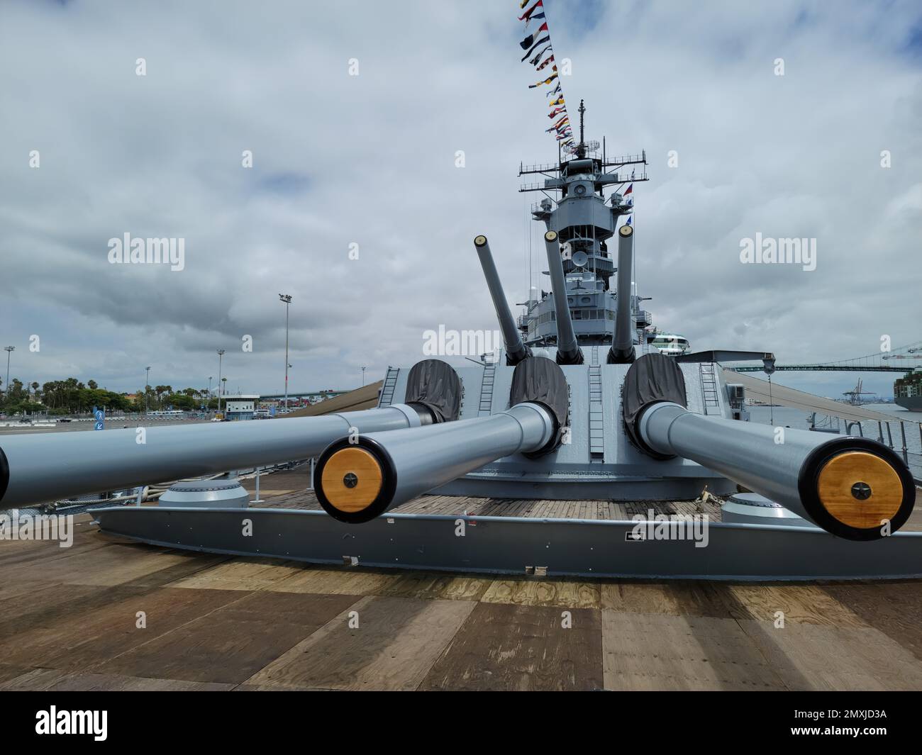 USS Iowa's turret 1 and 2, seen from the bow Stock Photo - Alamy