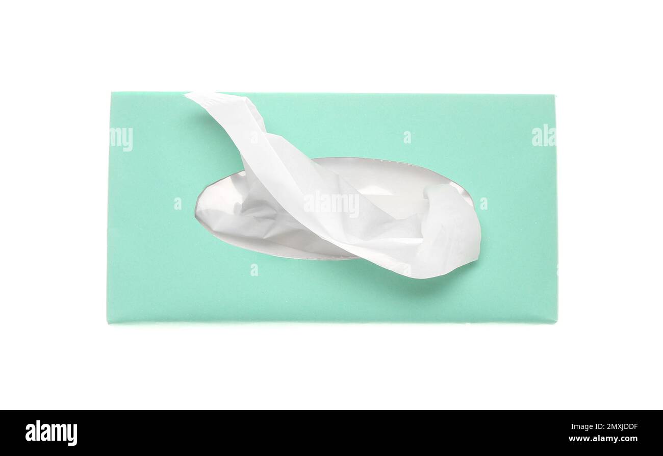 Box with paper tissues isolated on white, top view Stock Photo - Alamy