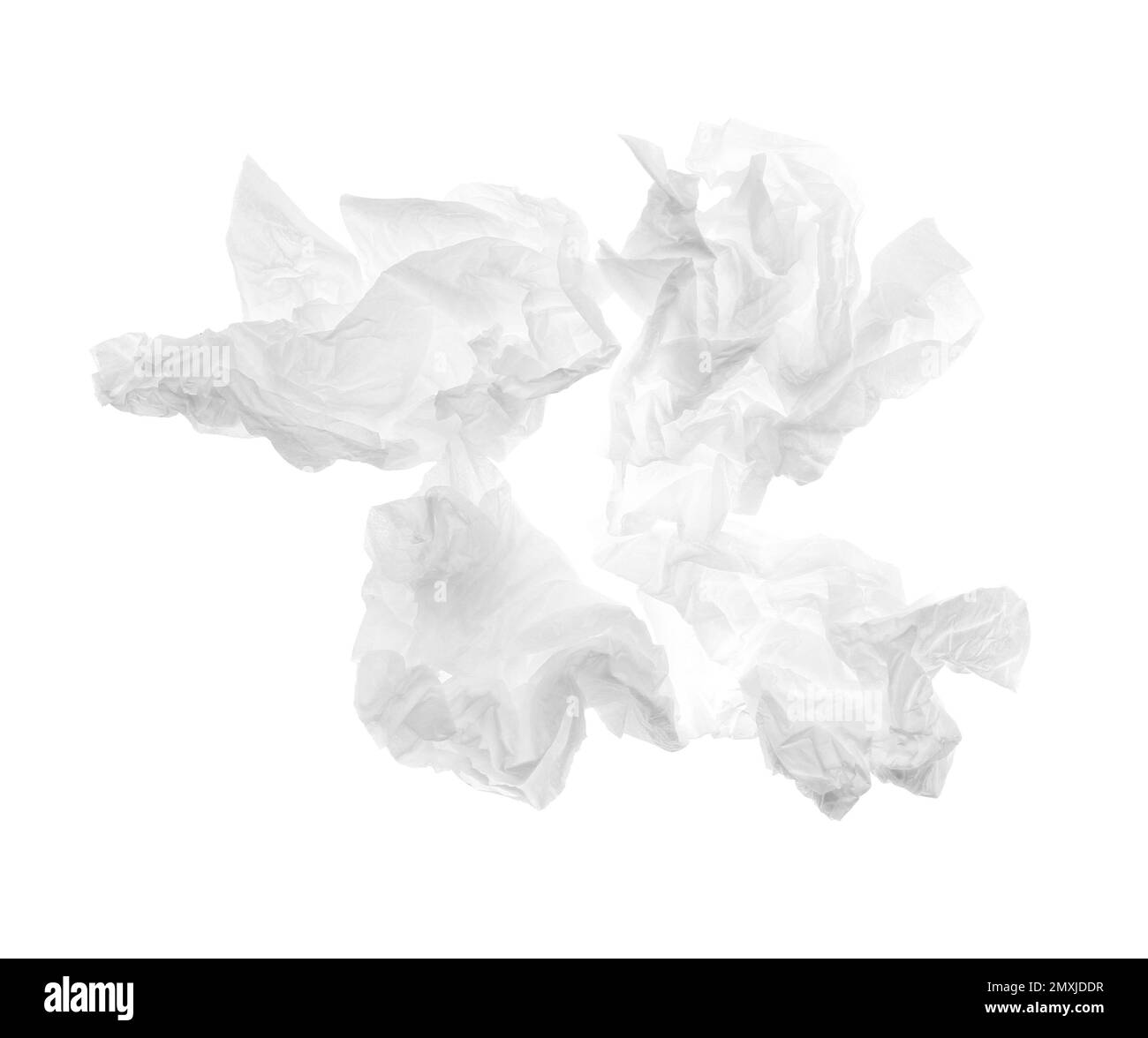 Used crumpled paper tissues isolated on white, top view Stock Photo - Alamy