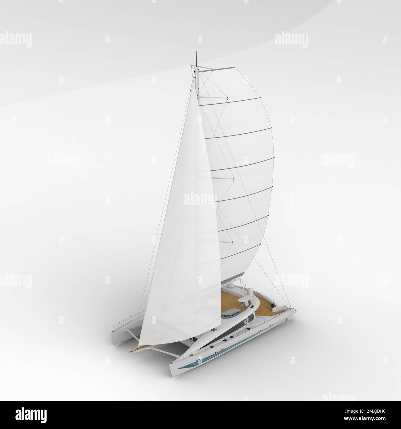 A 3D rendering of a sailing yacht isolated on a white background Stock ...