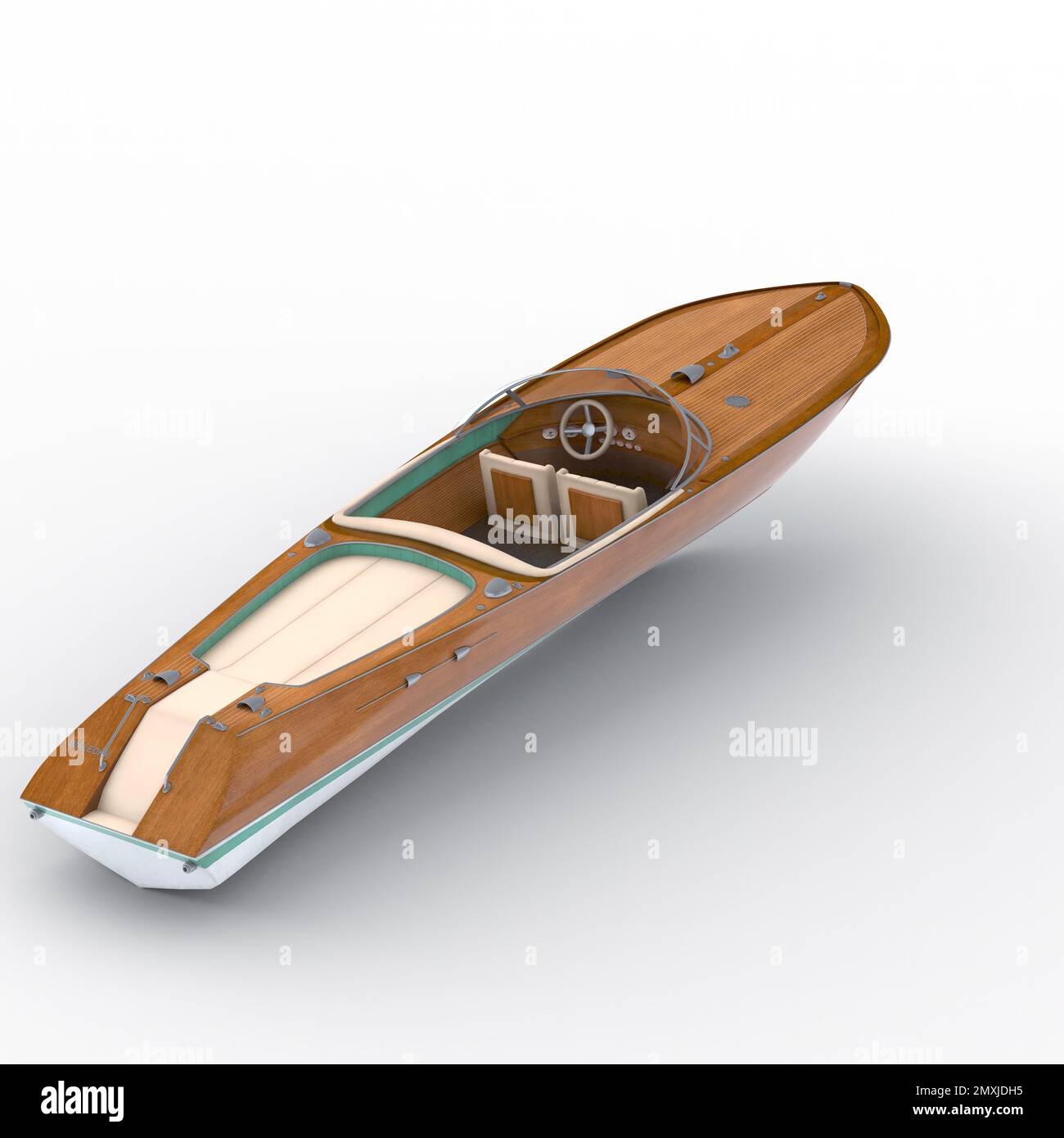 A 3D rendering of a wooden boat isolated on a white background Stock ...