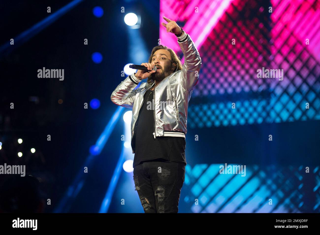 Coleman Hell seen on stage at WE Day on Wednesday, Oct. 19, 2016, in Toronto. (Photo by Arthur ...
