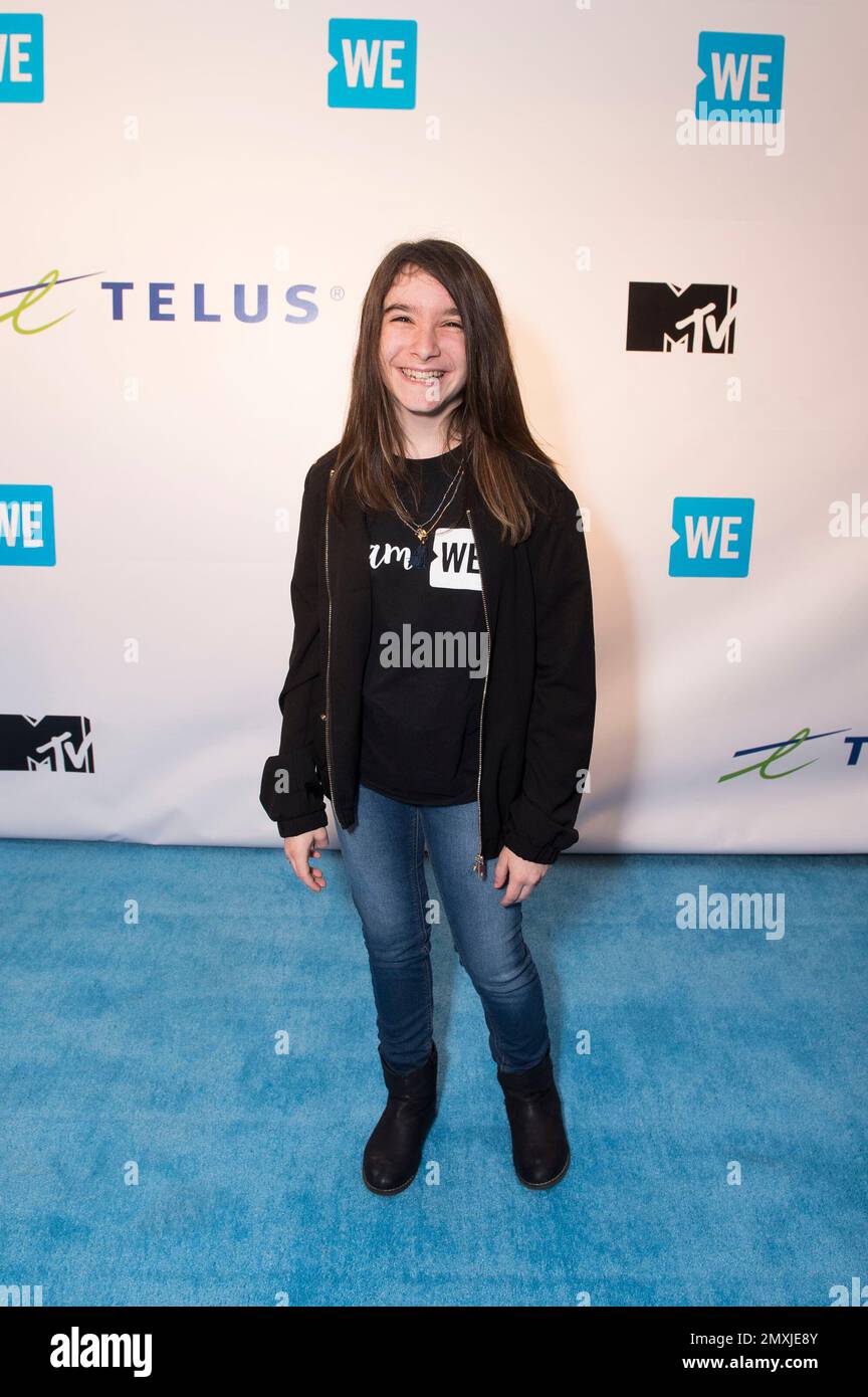 Hannah Alper arrives at WE Day on Wednesday, Oct. 19, 2016, in Toronto ...