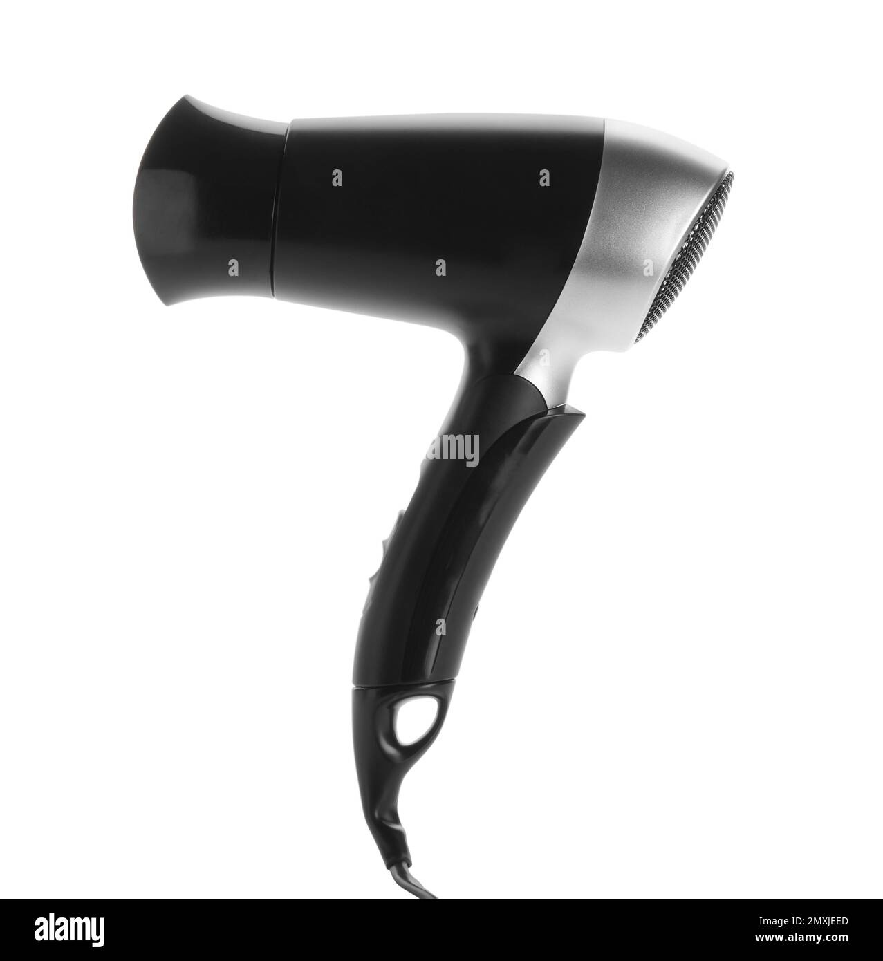 Modern hair dryer isolated on white. Professional hairdresser tool ...