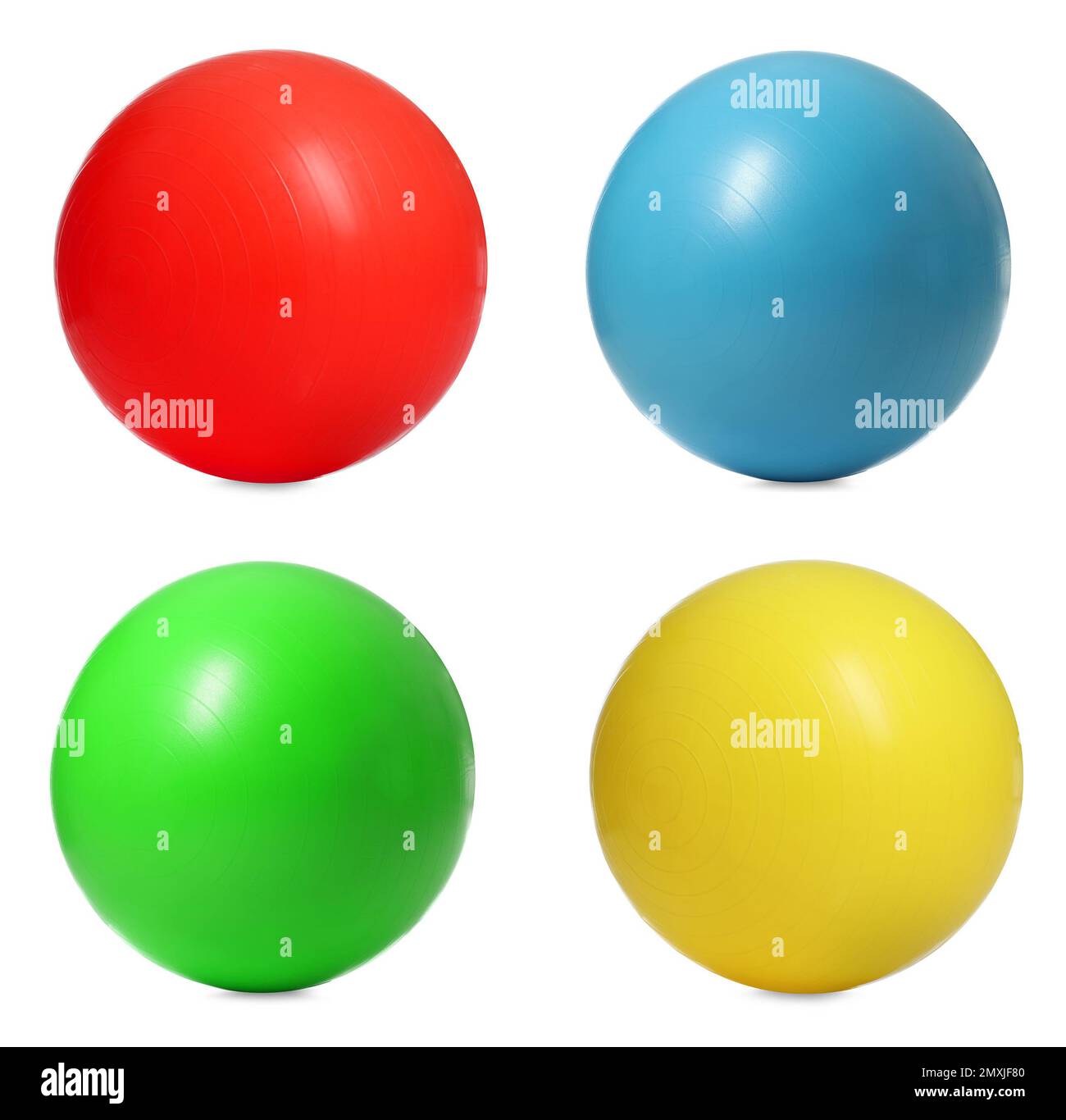 Set of fitness balls on white background Stock Photo - Alamy